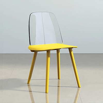 Modern Yellow Dining Chair PP Plastic Side Chair Set of 2 | Homary