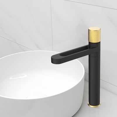 Single Round Handle Bathroom Countertop Tap Solid Brass | Homary UK