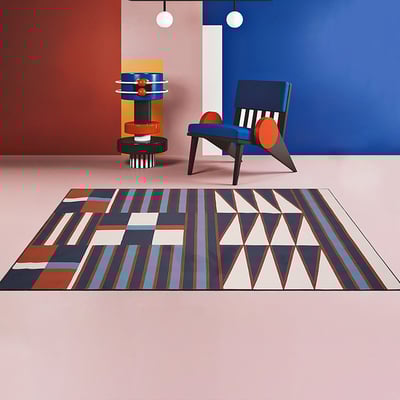 6' x 9' Rectangle Geomatric Contemporary Multipurpose Blue Area Rug ...