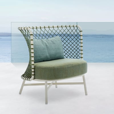 Chic Outdoor Patio Chair with Crossed Base in Rope Seatback | Homary UK