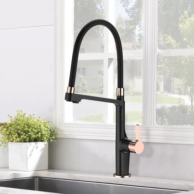 Black & Rose Gold Monobloc Kitchen Tap Water Purifying Solid Brass ...