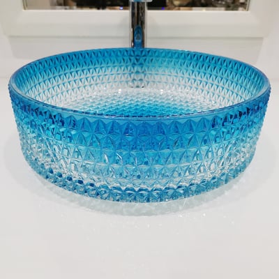 Countertop Ombre Transparent Diamond Shaped Crystal Glass Bathroom Wash ...