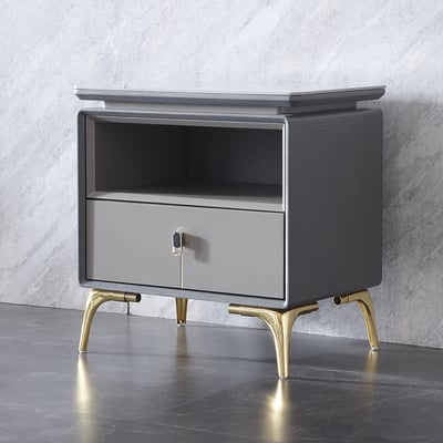 Gray Modern Sintered Stone Top Chest with Single Drawer | Homary UK