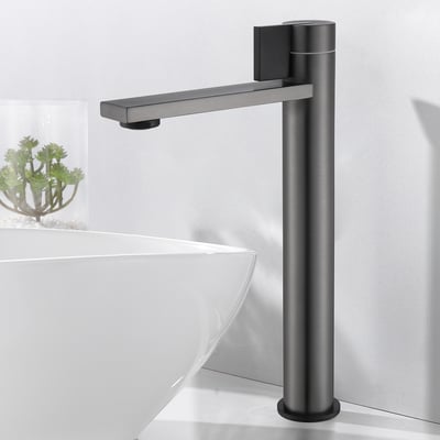Gunmetal Monobloc Bathroom Countertop Basin Tap Solid Brass | Homary UK