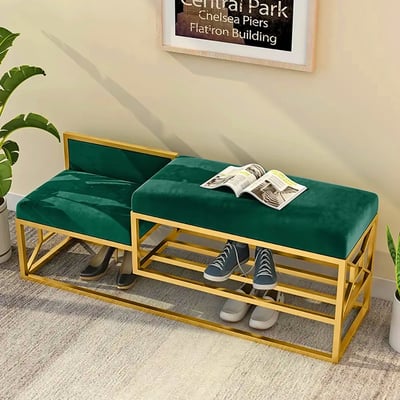 Free Shipping on 39.4" Green Shoe Storage Bench Entryway Bench Velvet ...