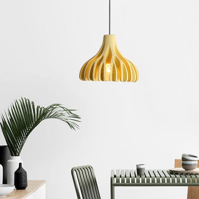 Modern Yellow Single Light Pendant Light Hollow-out Flower Shade | Homary