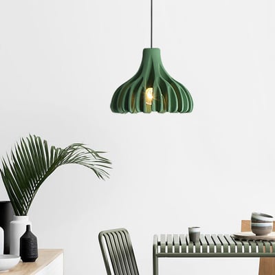 Modern Green Single Light Pendant Light Hollow-out Flower Shade | Homary