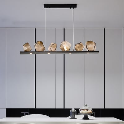 Unique 6-Light Linear Kitchen Island Light with Geometric Shades ...