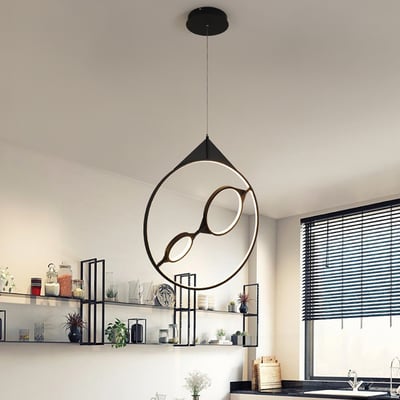 Artistic Round LED Pendant Light in Geometric Design with Adjustable ...