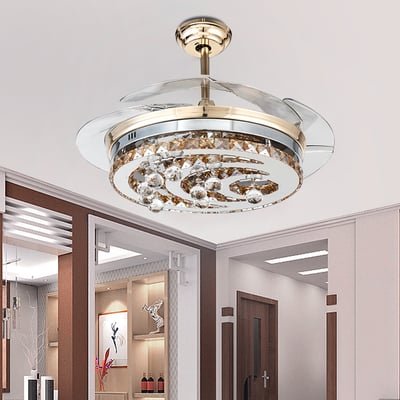 42" Invisible Ceiling Fan and Lighting Kit 4 Retractable Blades ...