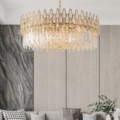 Modern Gold 24-Light Crystal Chandelier with Adjustable Chain | Homary