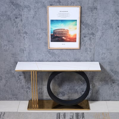 55” Post Modern Geometry Shaped Sintered Stone Top & Stainless Steel ...