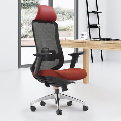 Contemporary Red Mesh Swivel Office Chair with High Back & Adjustable ...