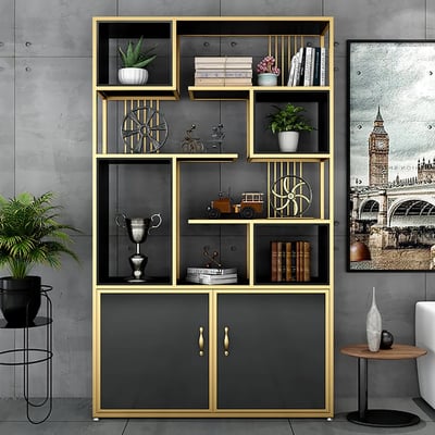 Modern Stand Standard Bookshelf with Doors-Homary