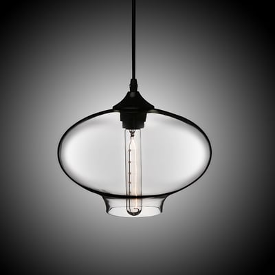 Hand-Blown Glass 1-Light Pendant Light Clear Hanging Light | Homary