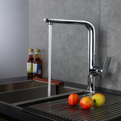 Contemporary Single Lever Swivel Spout One-Hole Kitchen Faucet-Chrome ...