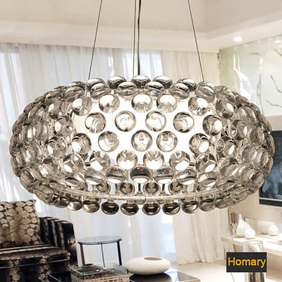Modern Bling Bling Round 1-Light Pendant Light in Chrome-Homary