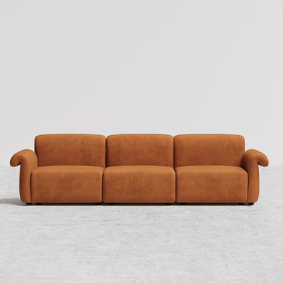 119" Modern Brown Velvet Modular Sectional Sofa for 4 Seaters with ...
