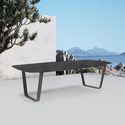 Modern Rectangle 6 - Person Aluminum & Glass Outdoor Dining Table in ...