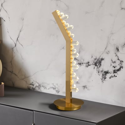 Modern LED Table Lamp in Gold Geometric Desk Bedside Lamps for Living ...