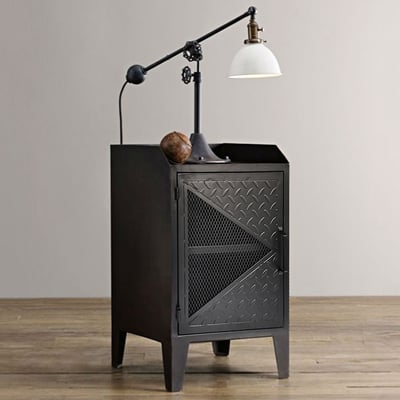 Industrial Black Metal Nightstand with Storage Bedside Table with Door ...