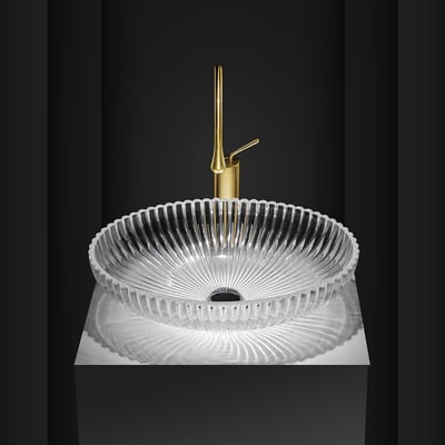 Lavabo ovale transparent moderne en verre cristal transparent avec ...