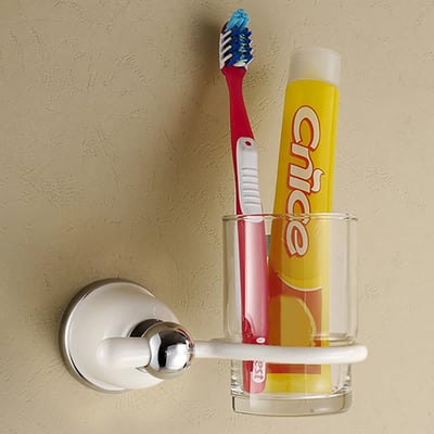 Small Toothbrush Holder Wall Mounted for Bathroom with Glass Copper in ...