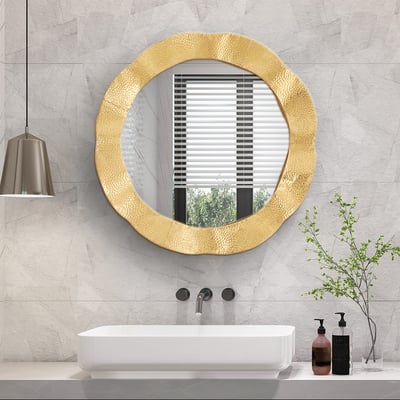 24" Large Glam Gold Round Wall Mirror Decor Art for Living Room Bedroom ...