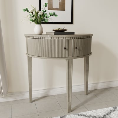 Rustic Demilune Console Table Distressed Grey Half Moon Shape Entryway ...