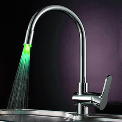 Modern Single Handle 3-Color Temperature Control Solid Brass Kitchen ...