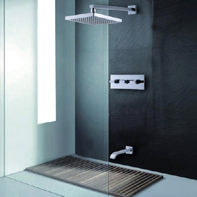Modern 8" Square Wall Mount Shower System with Hand Shower & Tub Spout ...