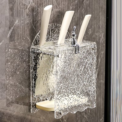 Acrylic Knife Block Holder Clear Storage Rack Organizer Wall Mounted ...