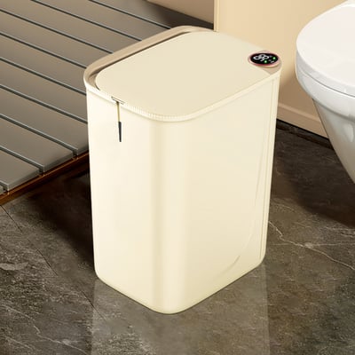 Automatic Touchless Motion Sensor Trash Can with Display Beige Smart ...