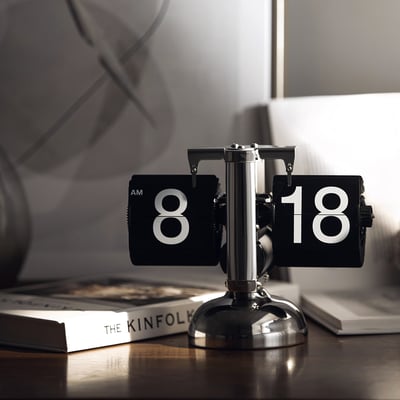 Modern Silver Flip Clock Adjustable Stainless Table Clock Home ...