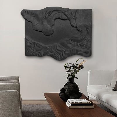 3D Black Sea Waves Texture Painting Art Modern Abstract Ocean Wall ...