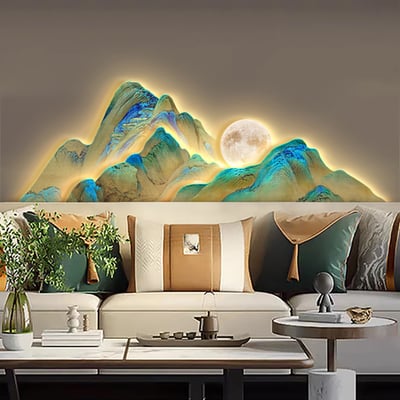 39.4"LED Creative Irregular Mountain Light Wall Decoration Abstract ...