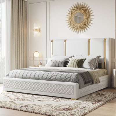 King single leather bed frame store