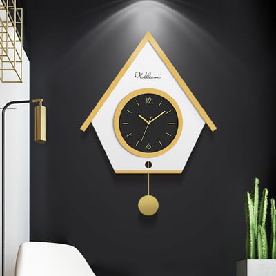Contemporary Style Geometric Design House-Shaped Wall Clock-Homary