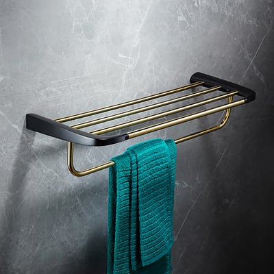 Modern Wall Mounted Towel Rack Bathroom Storage Shelf in Copper | Homary UK