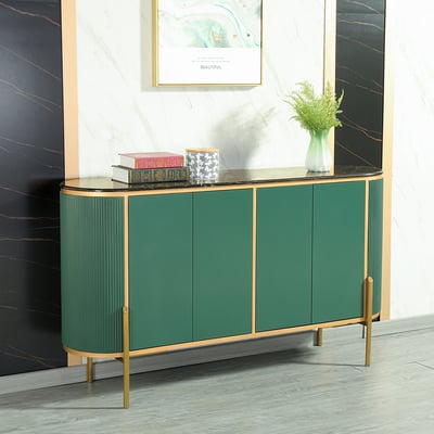 Modern Green Buffet Oval Faux Marble Top 59" Sideboard with Doors ...