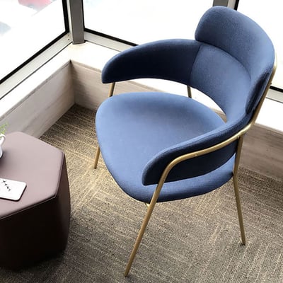 Blue Accent Chairs Upholstered Arm Vanity Chair with Gold Metal Legs ...