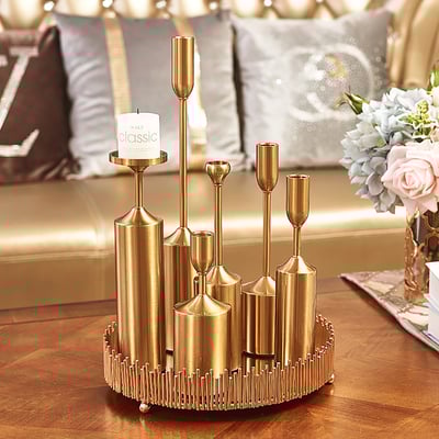 Modern Round Tray Desk Organizer in Metal | Homary UK