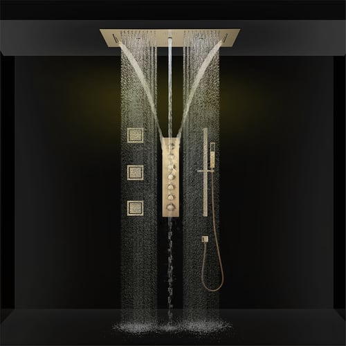 6 Functions Modern Thermostatic Massage Shower System Remote Controlled ...