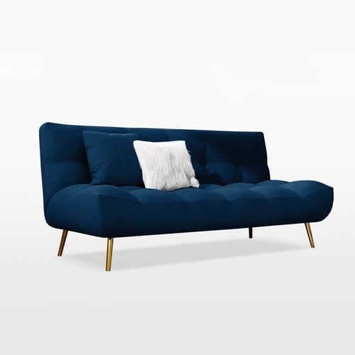 71" Sleeper Sofa Bed Velvet Upholstered Convertible Couch in Deep Blue ...