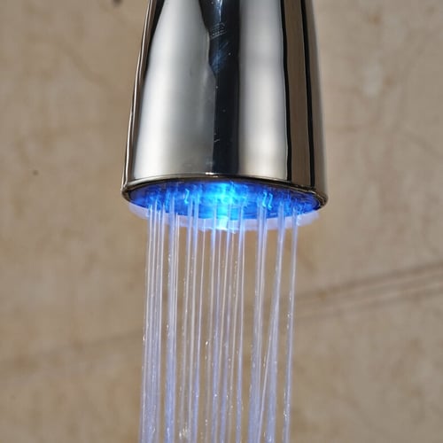 Modern Single Handle LED Kitchen Faucet with Pullout Sprayer Chrome ...