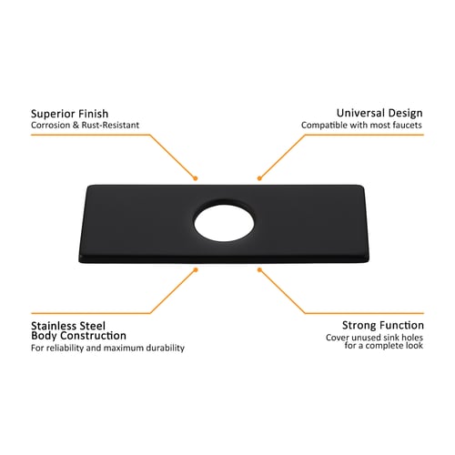 Square Escutcheon Plate Bathroom Vanity Basin Tap Hole Cover Deck Plate ...