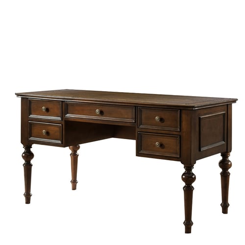 Rustic Vintage Wood Writing Desk Brown Computer Desk with 5 Drawer | Homary