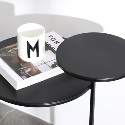 Modern Metal 2-Tiered Double Tray Side Table Black End Table | Homary