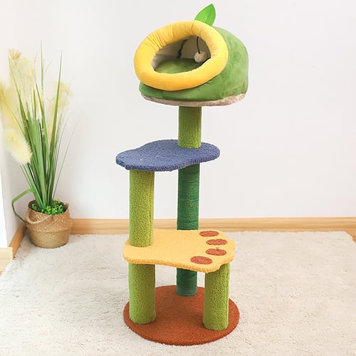 43" Multi-Color 4-Tier Cat Tree with Cat Bed and Perch with Scratch ...