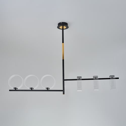 Linear LED Acrylic Island Pedant Light Black and Gold 6 Light Modern ...